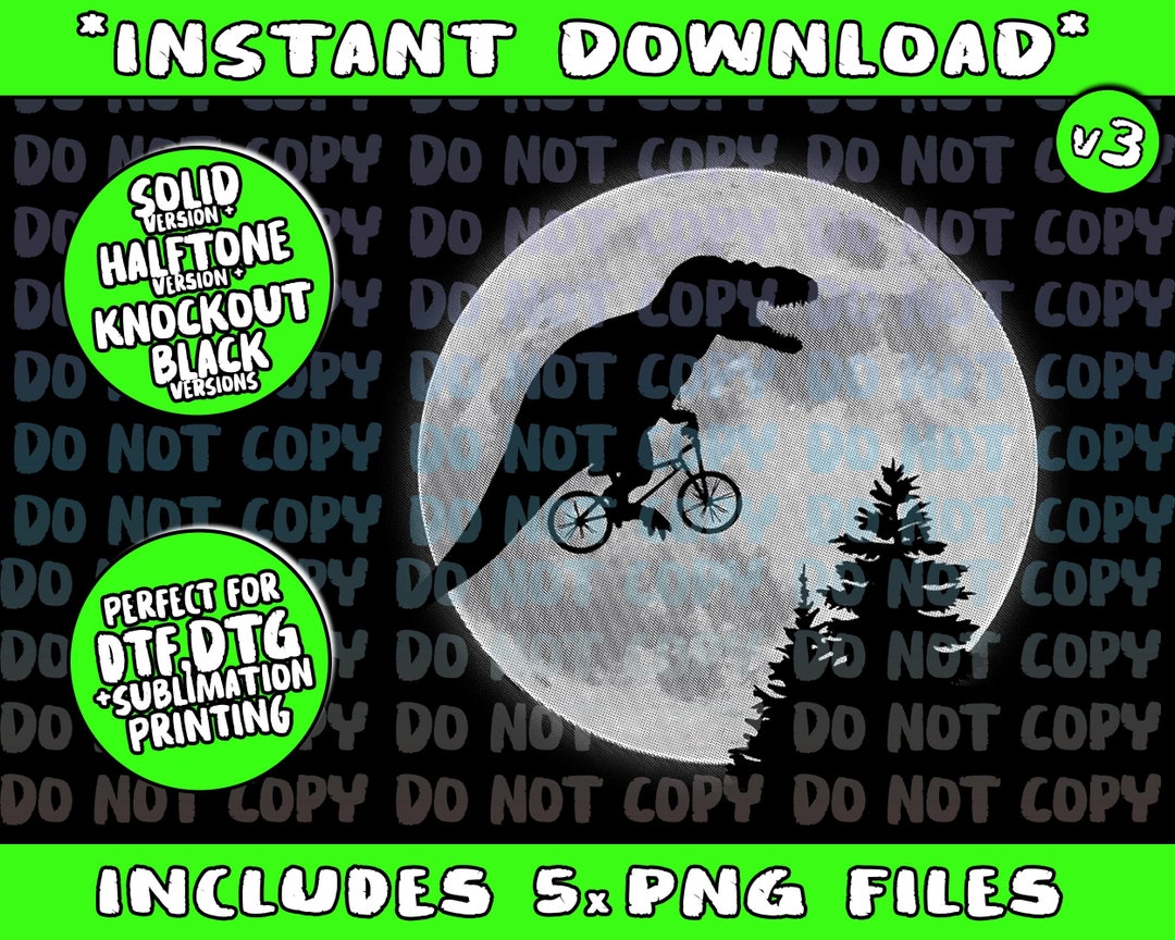 T-Rex cycling over the moon Png Bundle, Trending Png, Popular Printable ...