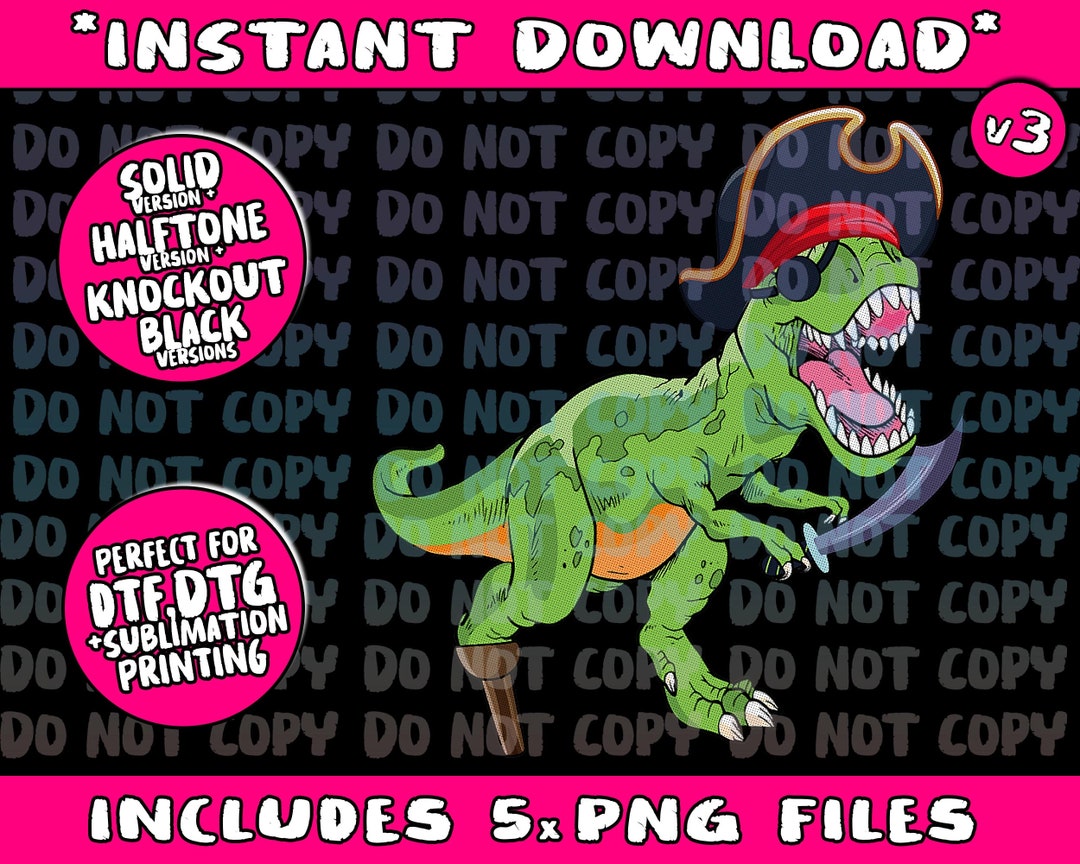 Pirate Dinosaur T-rex Pirate Lovers Kids Boys Spng Bundle, Trending Png ...