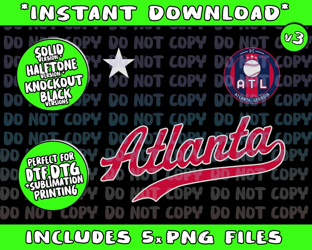 Atlanta Baseball Jersey ATL Mini Badge Png Bundle Trending - Etsy