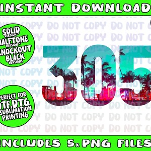 Miami 305 Area Code Florida Vintage Palm Trees Pride Retro 1png Bundle ...