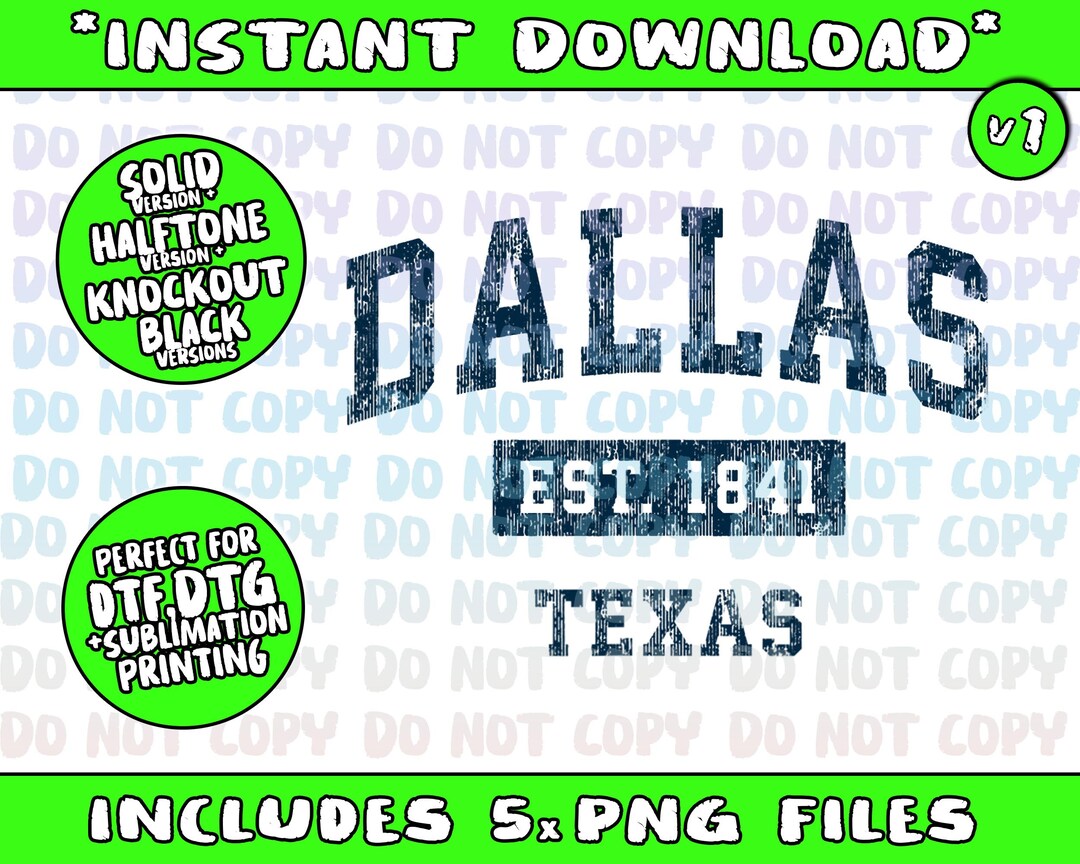 Dallas Texas TX Vintage Sports Design Navy Print Png Bundle, Trending ...