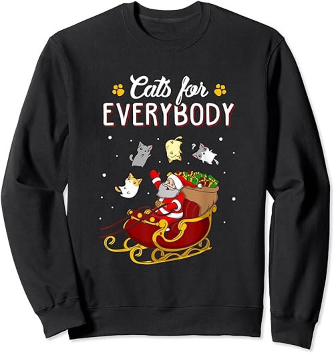 Santa Cats for Everybody Ugly Christmas Sweater Cat Lover T-shirt ...