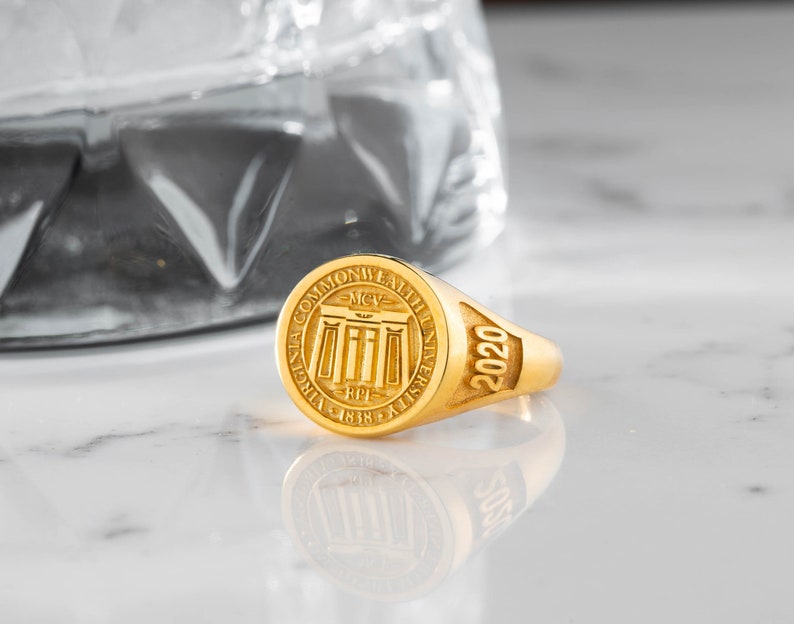 Coat of Arms Signet Ring, Custom Silver Ring, University Ring for Woman ...