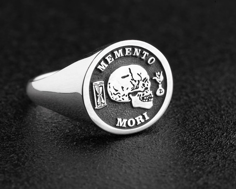 Memento Mori Signet Ring Custom Ring Silver Memento Mori - Etsy