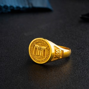 Coat of Arms Signet Ring, Custom Silver Ring, University Ring for Woman ...