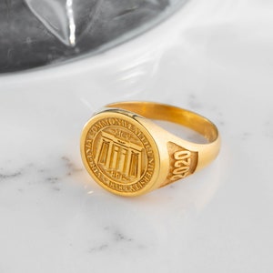Coat of Arms Signet Ring, Custom Silver Ring, University Ring for Woman ...