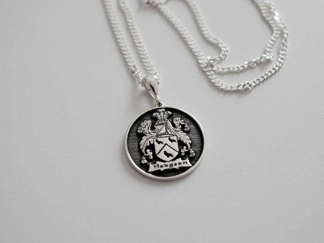 Custom College Silver Pendant, Family Crest Necklace, Coat of Arms ...