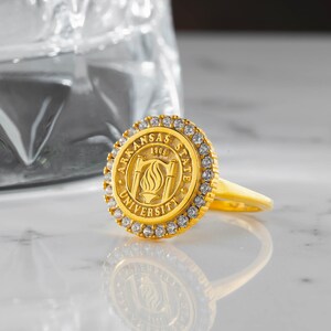 University Logo Silver Women's Ring With Zircon Stone, Gold Ring for ...