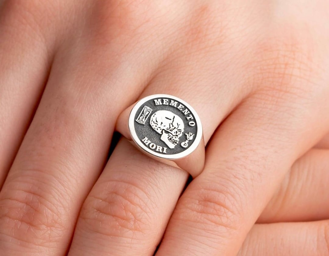 Memento Mori Signet Ring, Custom Ring, Silver Memento Mori Ring ...