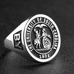 Silver University Signet Ring, Custom College Ring, Unisex Graduation ...