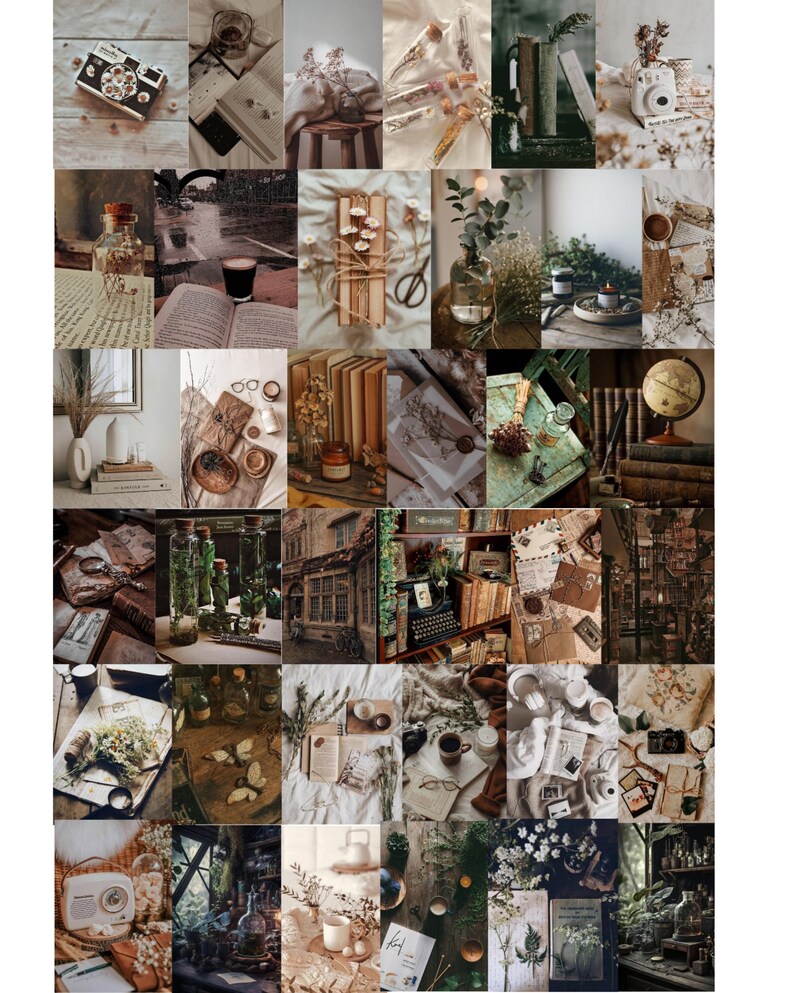 36 Pcs Neutral Collage Kit Aesthetic Vintage Photo Wall Etsy