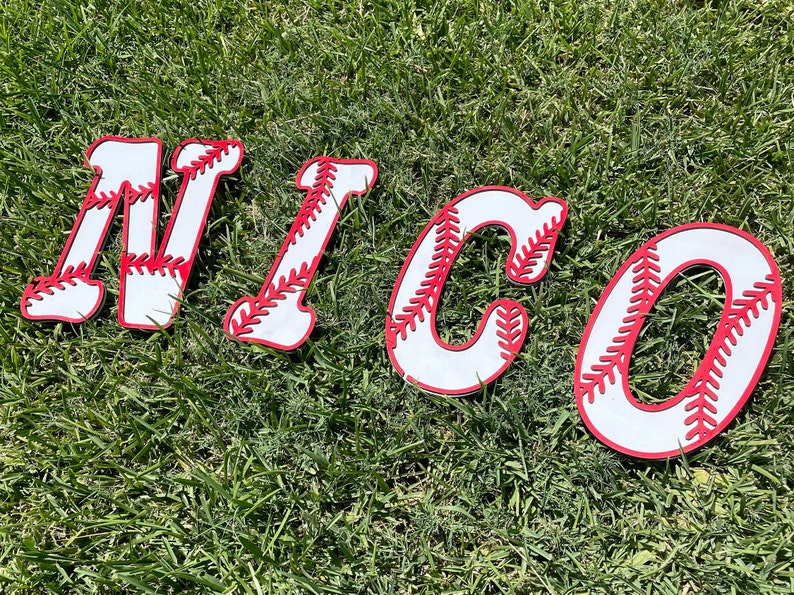 3D Baseball Wood Letter: Layered Nursery Name Sign - Etsy