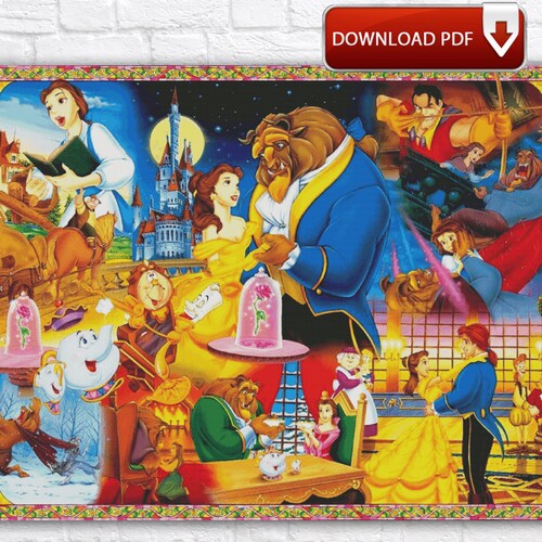 Beauty and the Beast Cross Stitch Pattern Belle DIY Princess - Etsy