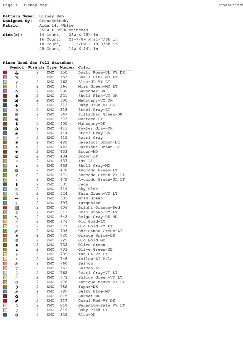 Map Cross Stitch Pattern / Cartoon Cross Stitch Chart / - Etsy