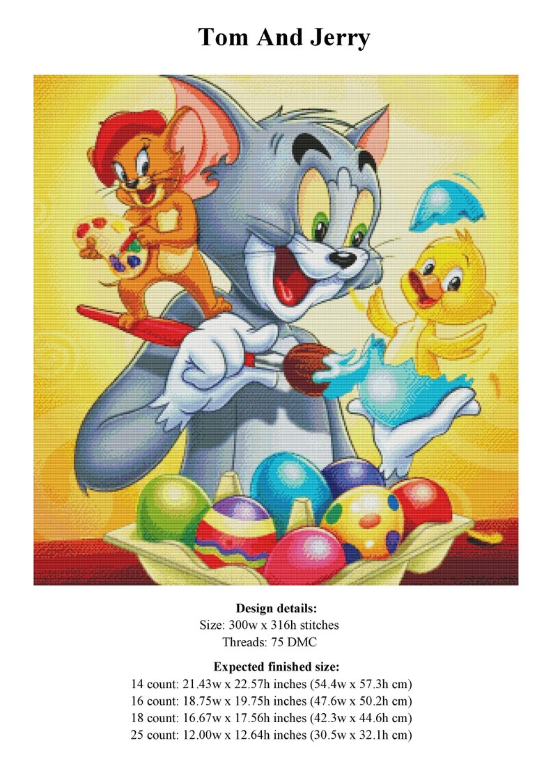 Tom and Jerry Cross Stitch Pattern / Cartoon Tom and Jerry PDF - Etsy