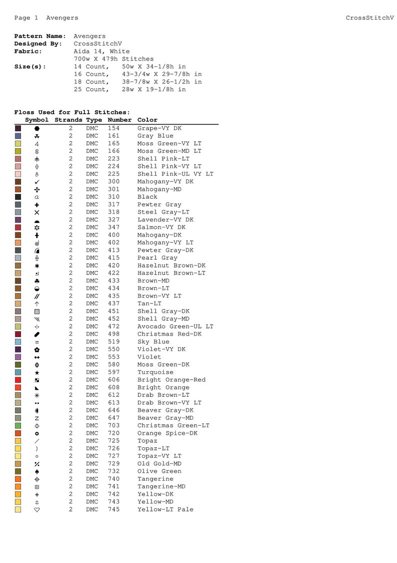 Avengers Heroes Cross Stitch Pattern / Marvel Counted Cross - Etsy