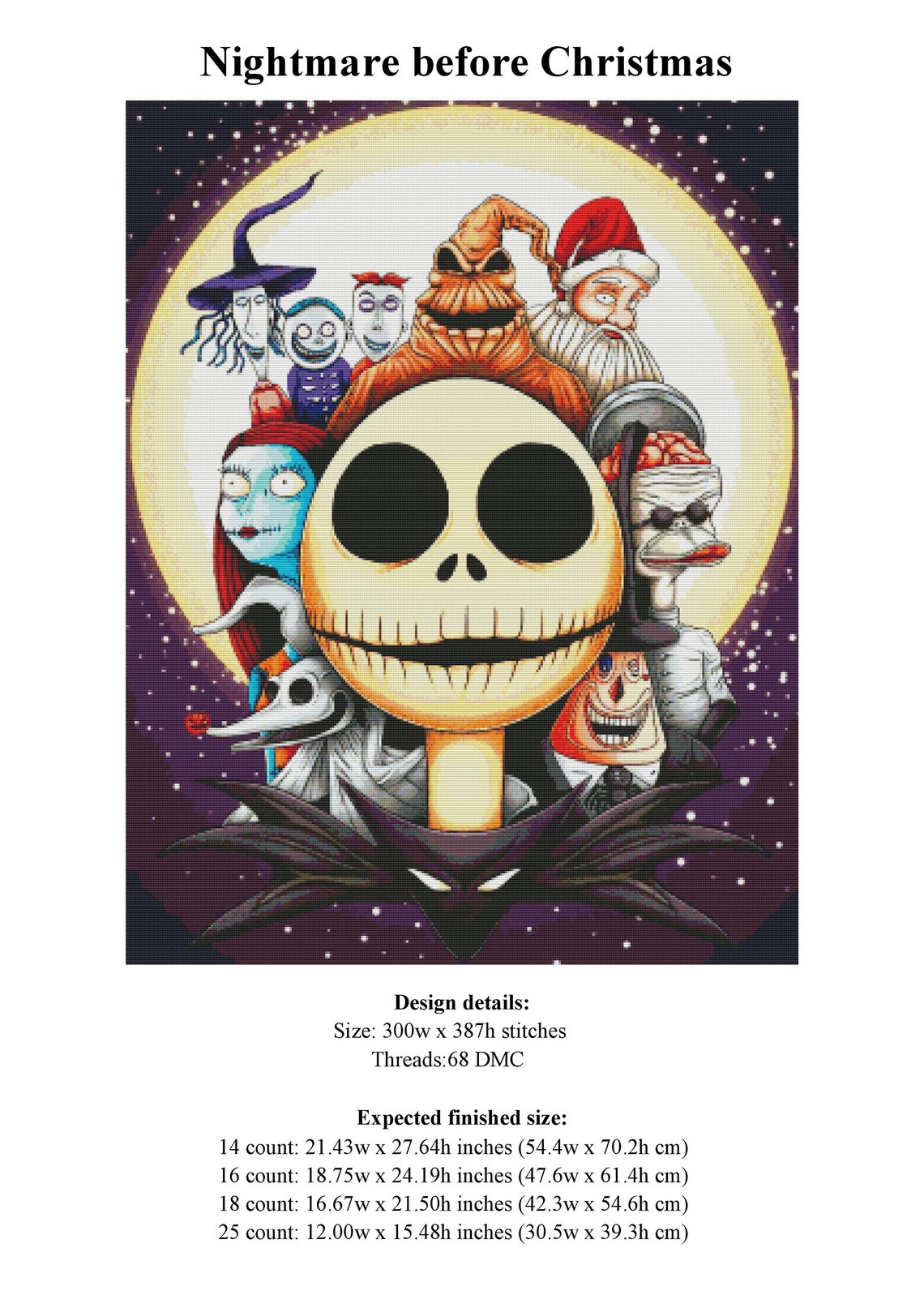 Nightmare Before Christmas Cross Stitch Pattern / Halloween - Etsy