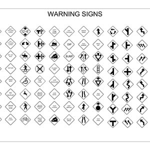 Autocad Traffic Signs- Guide, Regulator and Warning Signs. Dwg, Dxf and ...