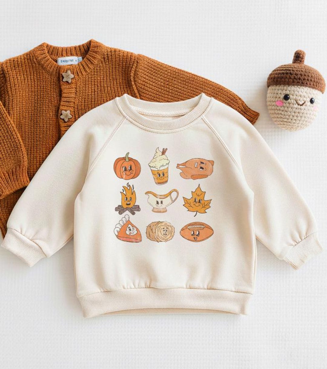 Fall Toddler Sweatshirt Retro Thanksgiving Kids Pullover Crewneck ...