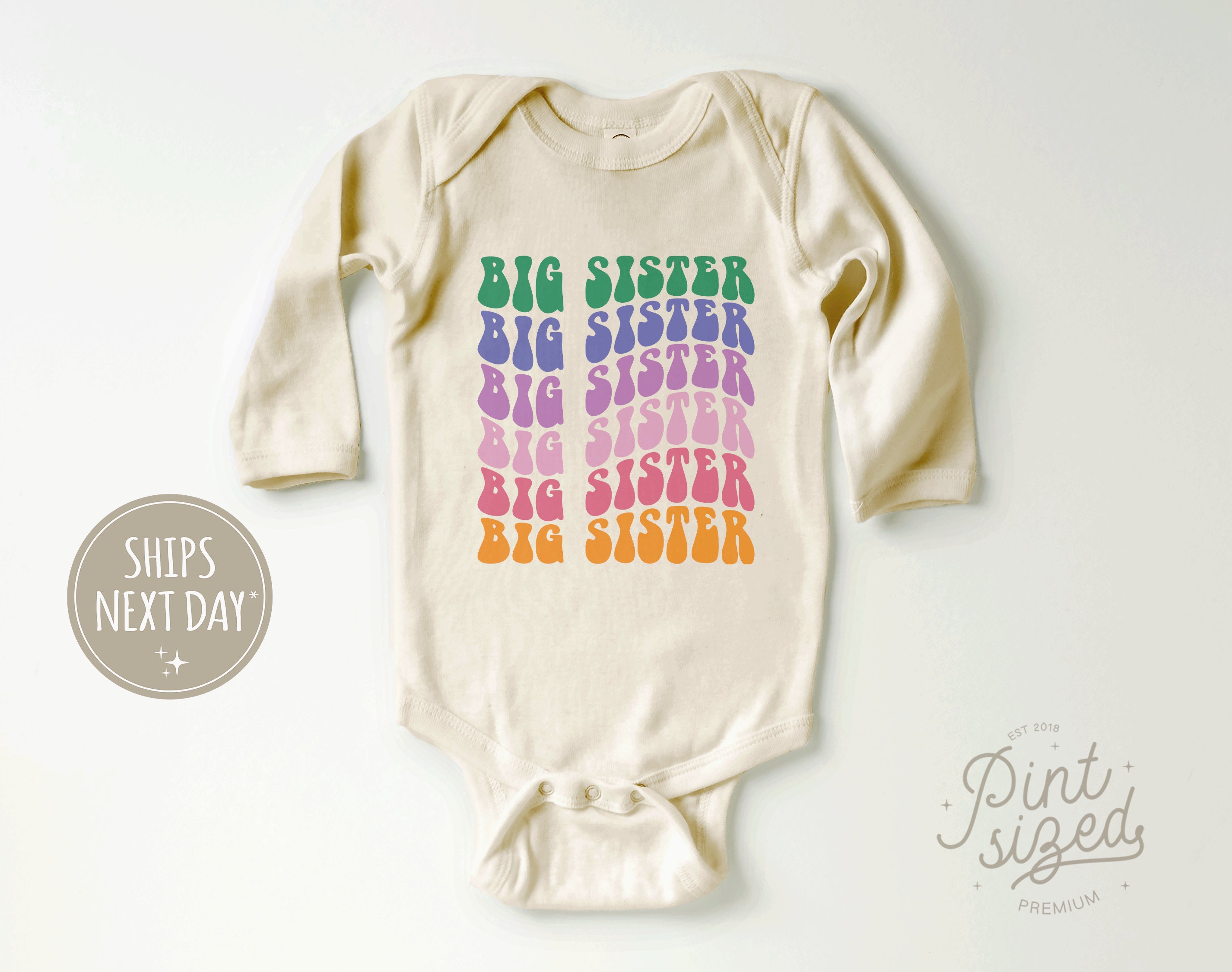 Retro Big Sister Toddler Shirt Girls Rainbow Sibling Shirt - Etsy