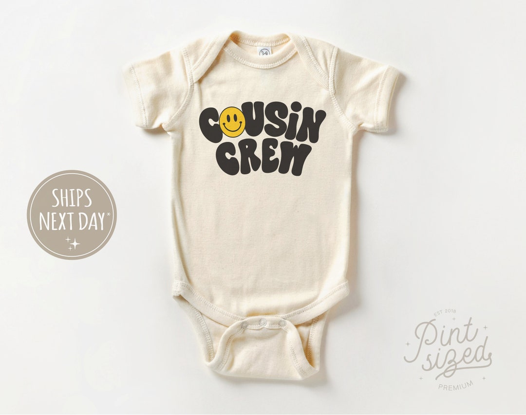 Cousin Crew Smiley Face Onesie® Retro Cousin Club Bodysuit Cute Matching Cousins Natural Onesie ...