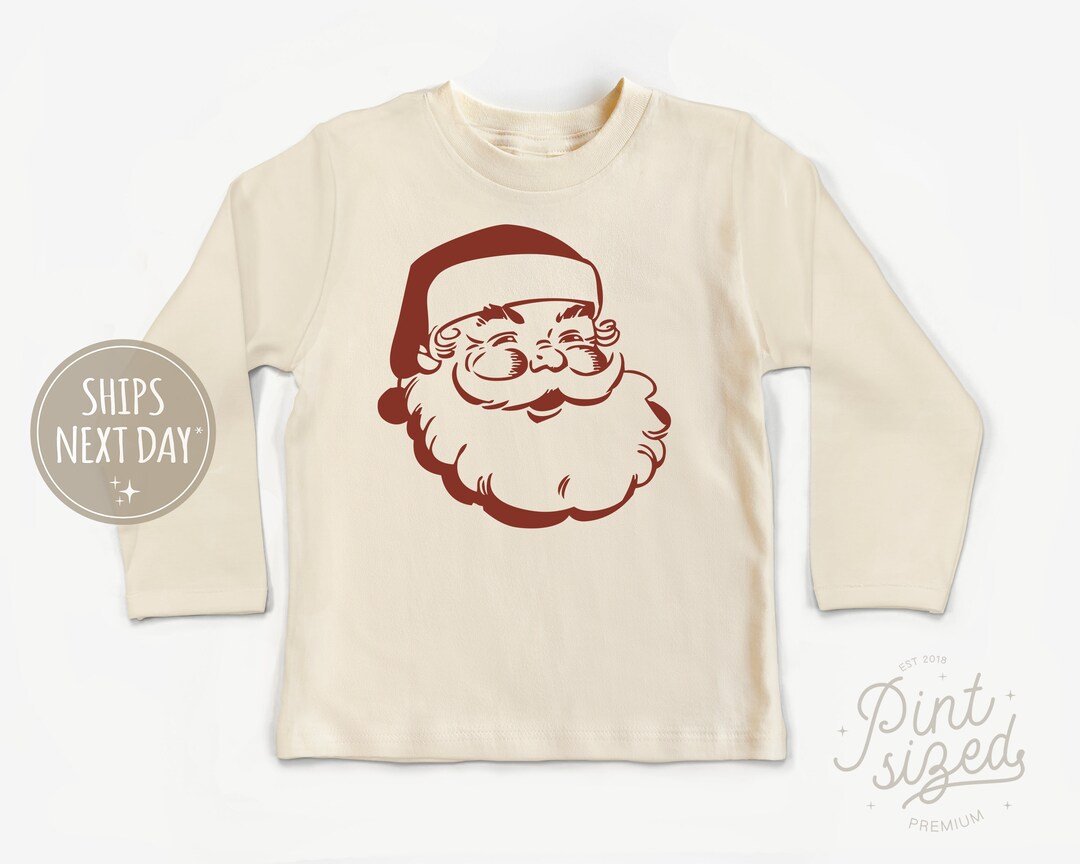 Retro Santa Toddler Shirt - Cute Christmas Kids Shirt - Holiday Natural ...