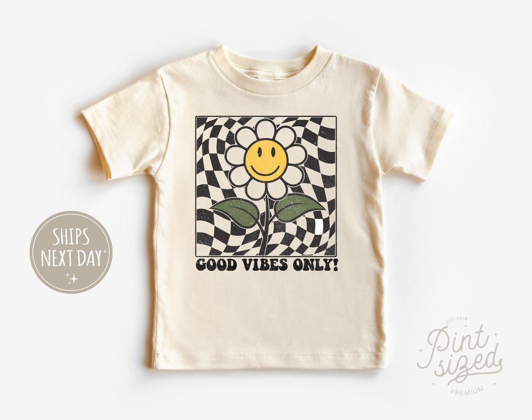 Good Vibes Toddler Shirt - Retro Daisy Tee - Summer Natural Kids Shirt ...