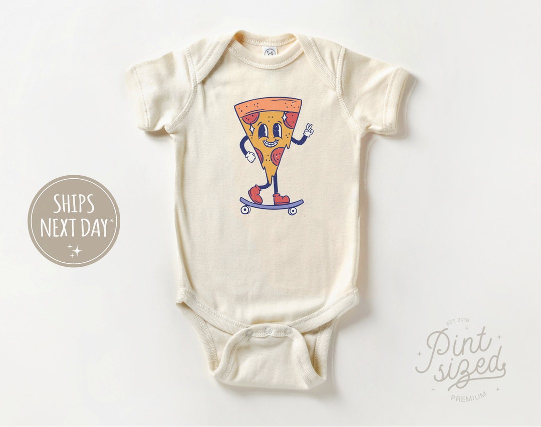 Funny Pizza Baby Onesie® Retro Skateboard Bodysuit Cute Natural Onesie ...