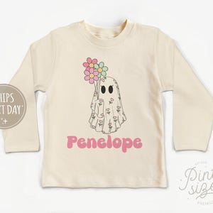 Personalized Girls Ghost Name Toddler Shirt - Custom Retro Halloween ...