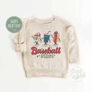 Baseball Vibes Toddler Shirt Retro Sports Kids Tee Boys Natural Summer ...