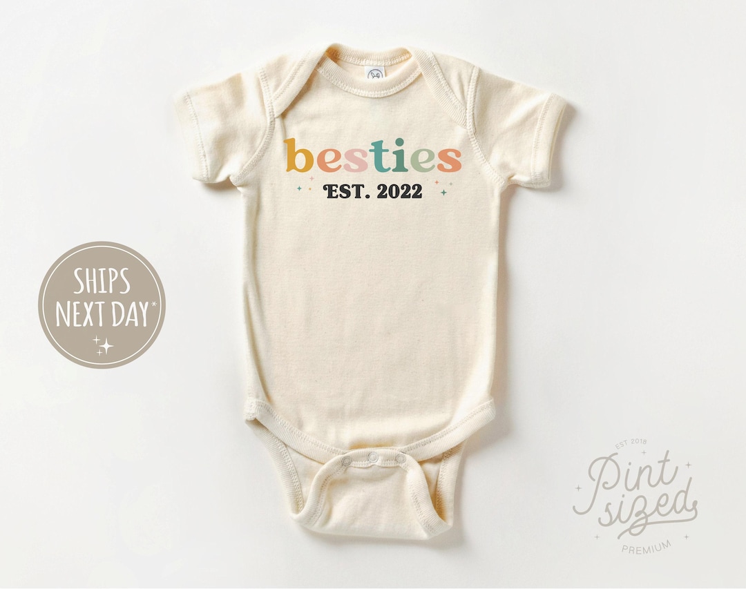 Personalized Besties Baby Onesie® - Retro Best Friends Bodysuit - Cute ...