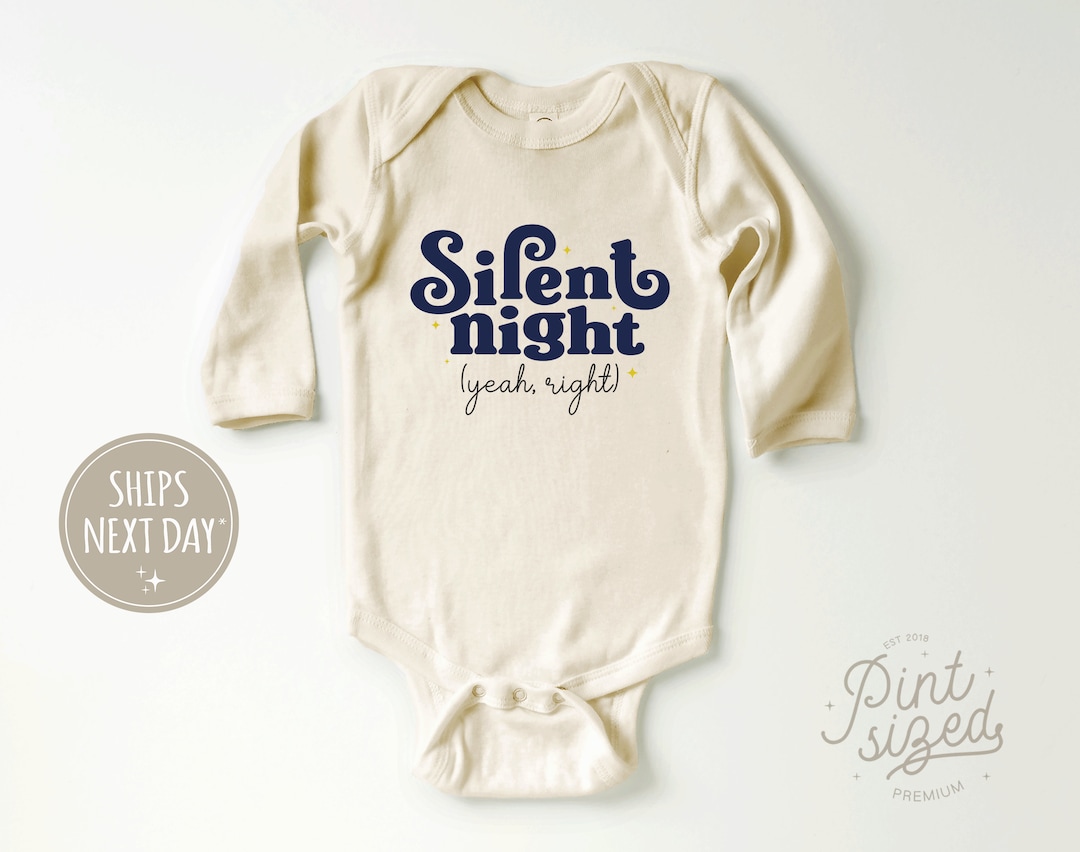 Silent Night Baby Onesie® Funny Retro Christmas Bodysuit Cute Natural Onesie® - Etsy