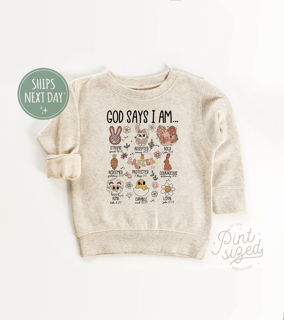 Retro Easter Sweatshirt - Cute Religious Pullover - God Says I Am ...