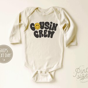 Cousin Crew Smiley Face Onesie® - Retro Cousin Club Bodysuit - Cute Matching Cousins Natural ...