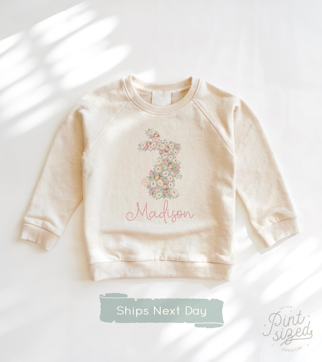 Girls Easter Sweatshirt - Personalized Spring Pullover - Easter Bunny ...