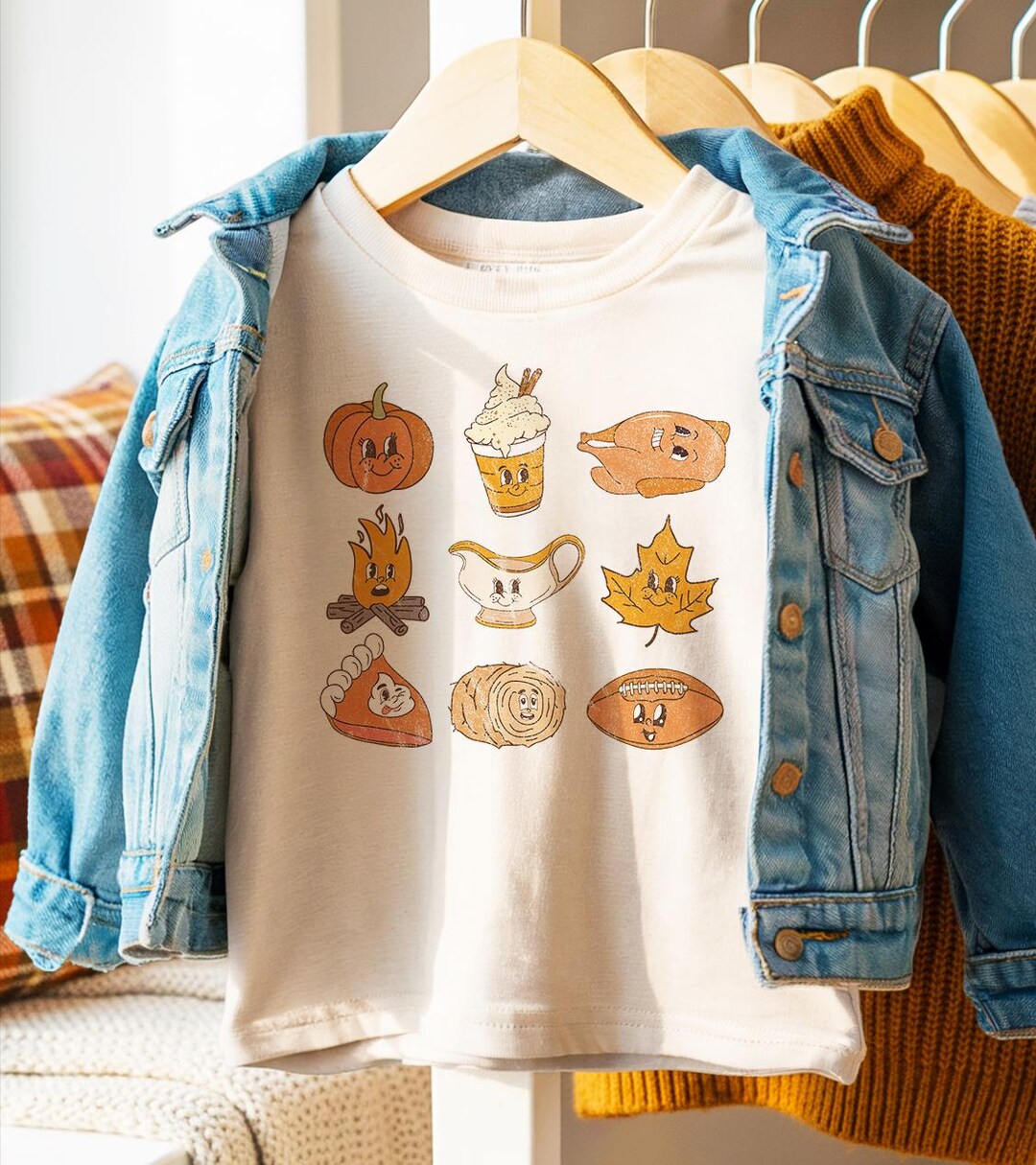 Fall Toddler Shirt - Retro Thanksgiving Kids Shirt - Autumn Natural ...
