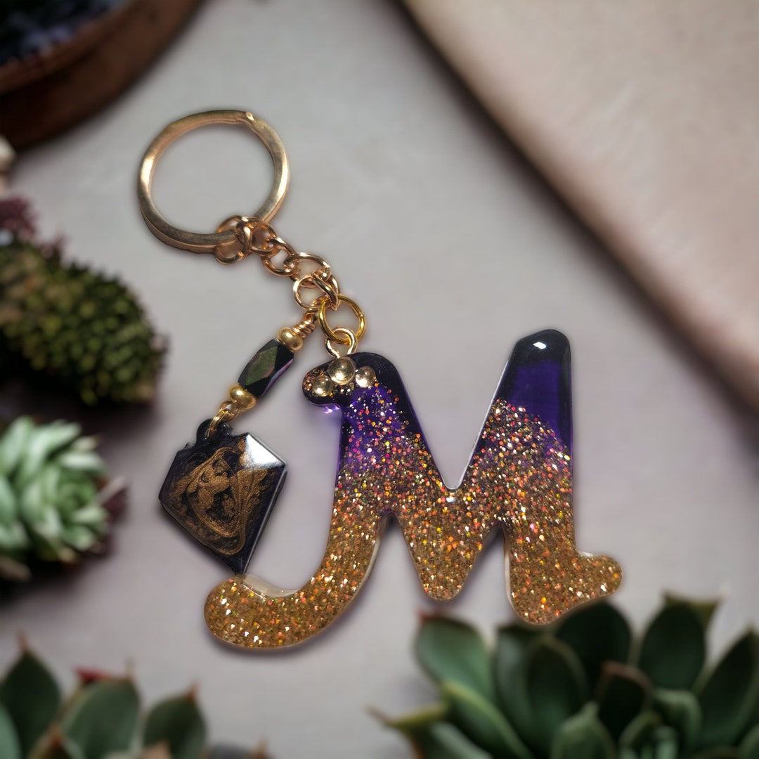Personalized Initial Resin Letter "m" Keychain, Handcrafted Charm ...