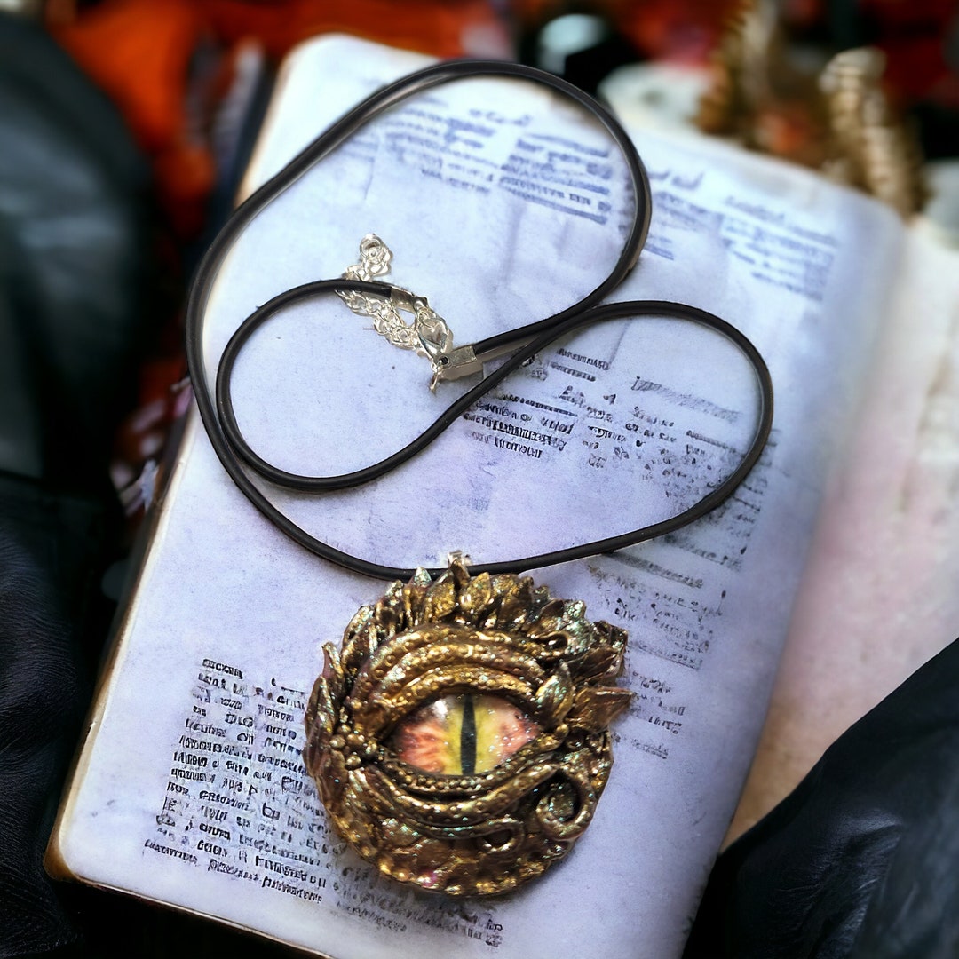 Polymer Clay Dragon Eye Necklace. Hand Sculpted Dragon Eye on a 18 Inch ...