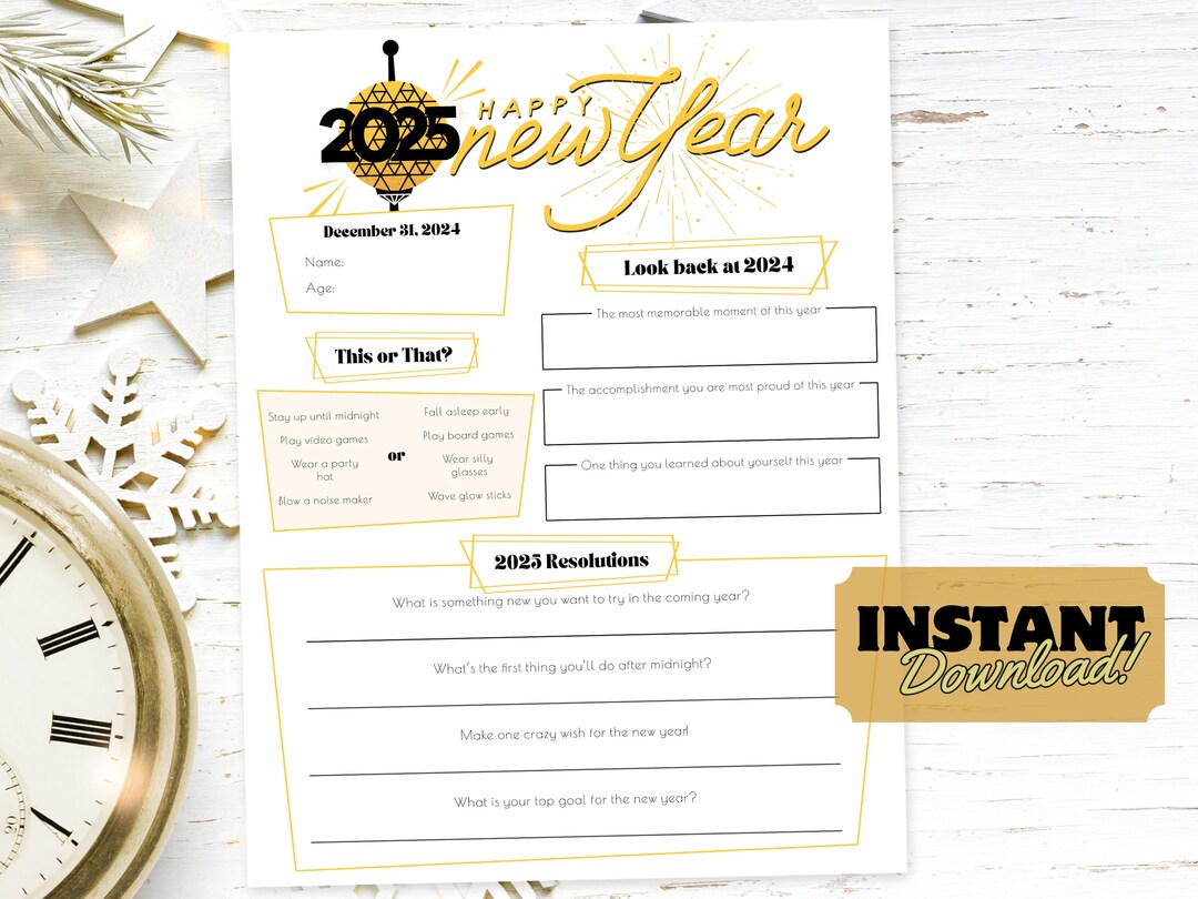 New Years Printable New Years Eve Games New Year 2025 Activity Year in ...