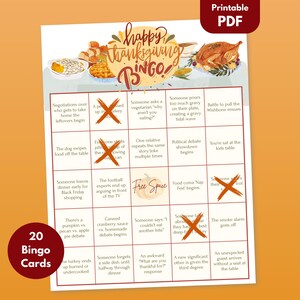 Thanksgiving Bingo Cards Printable Friendsgiving Games Cousin ...