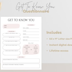 Team Building Get to Know Your Staff Questionnaire Printable Team ...