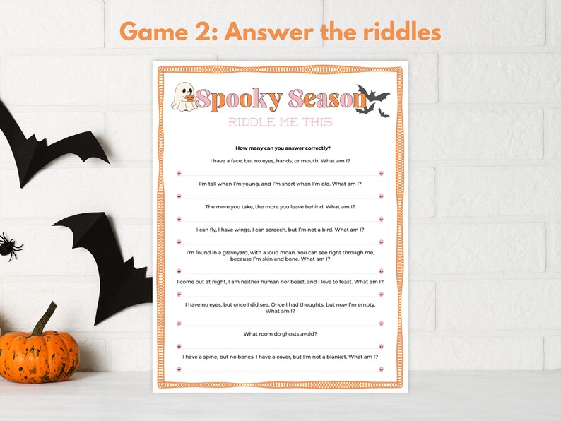 Pink Halloween Game Bundle Digital Download, Spooky Season Games for ...