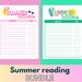 Reading Tracker Summer Organizer Bundle Teen Summer Book Log Kids ...