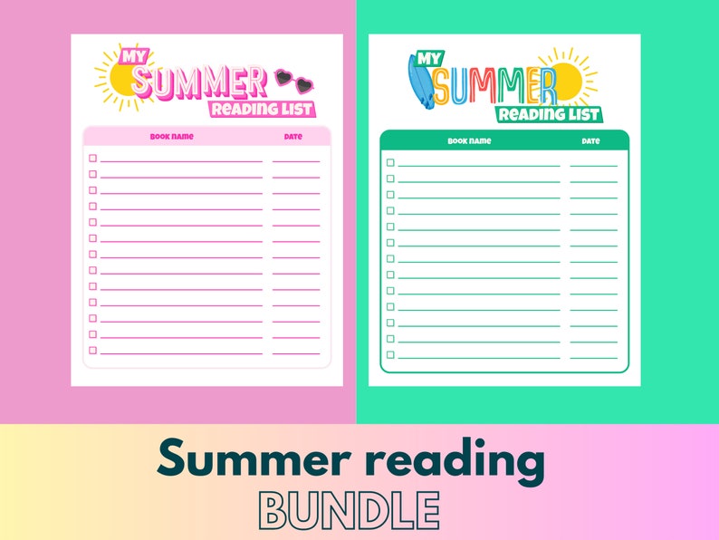 Reading Tracker Summer Organizer Bundle Teen Summer Book Log Kids ...