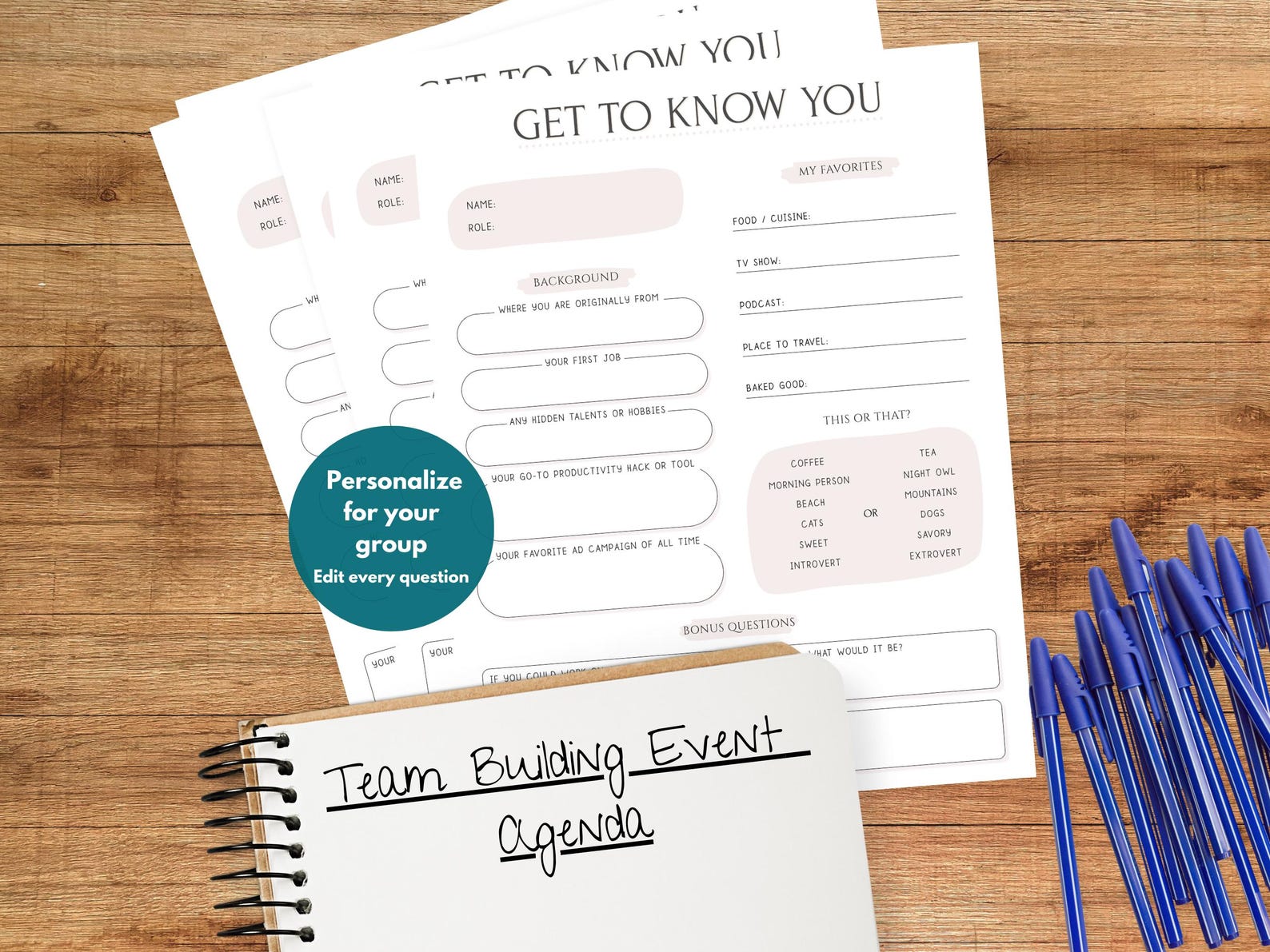 Editable Marketing Team Building Get to Know Your Staff Questionnaire ...
