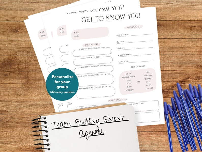 Editable Marketing Team Building Get to Know Your Staff Questionnaire ...
