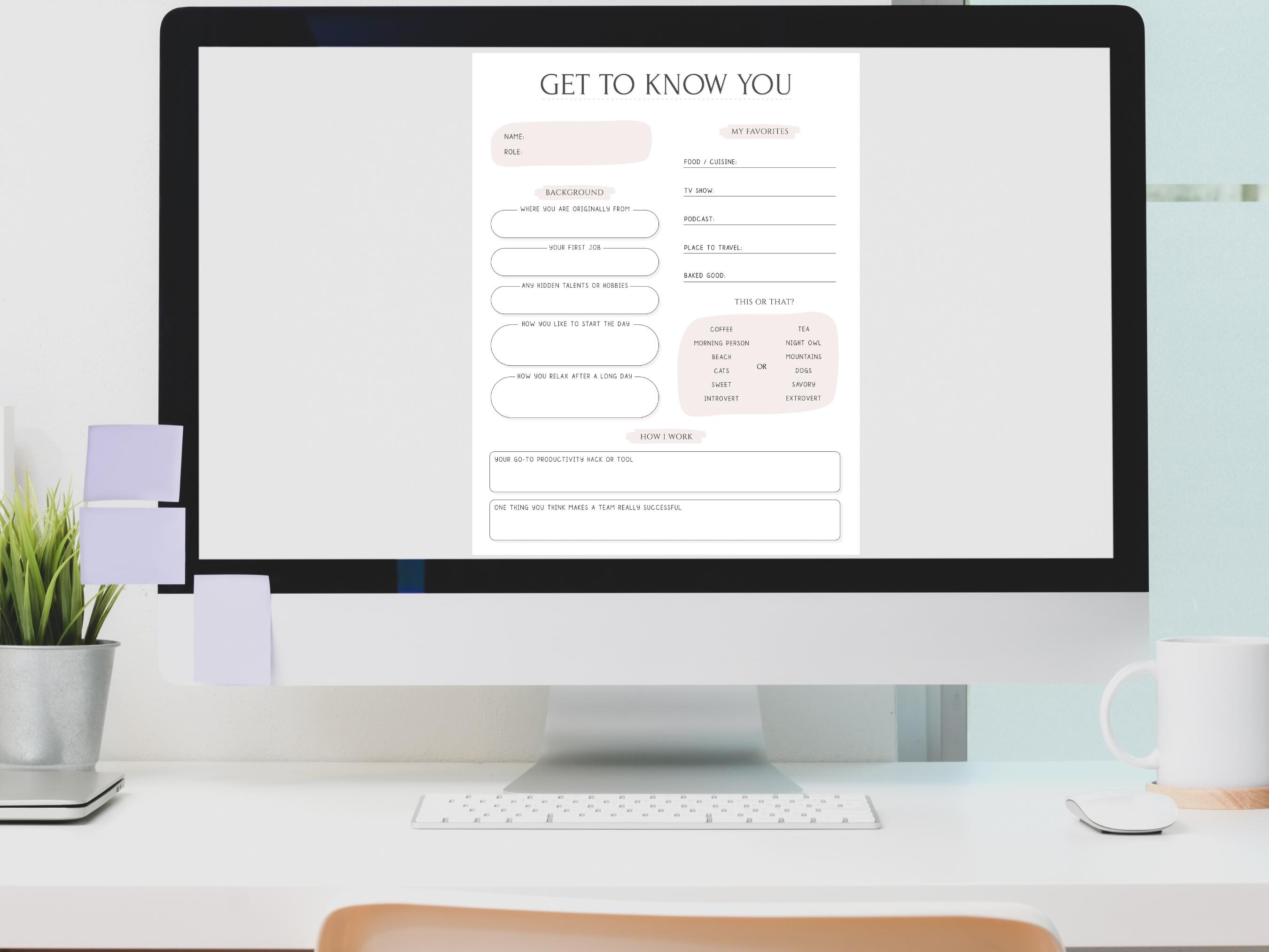 Editable Team Building Get to Know Your Staff Questionnaire Printable ...
