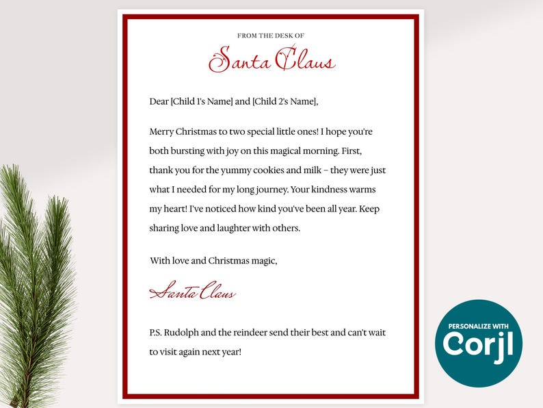 Letter From Santa Template Printable, Christmas Morning Santa Letters ...