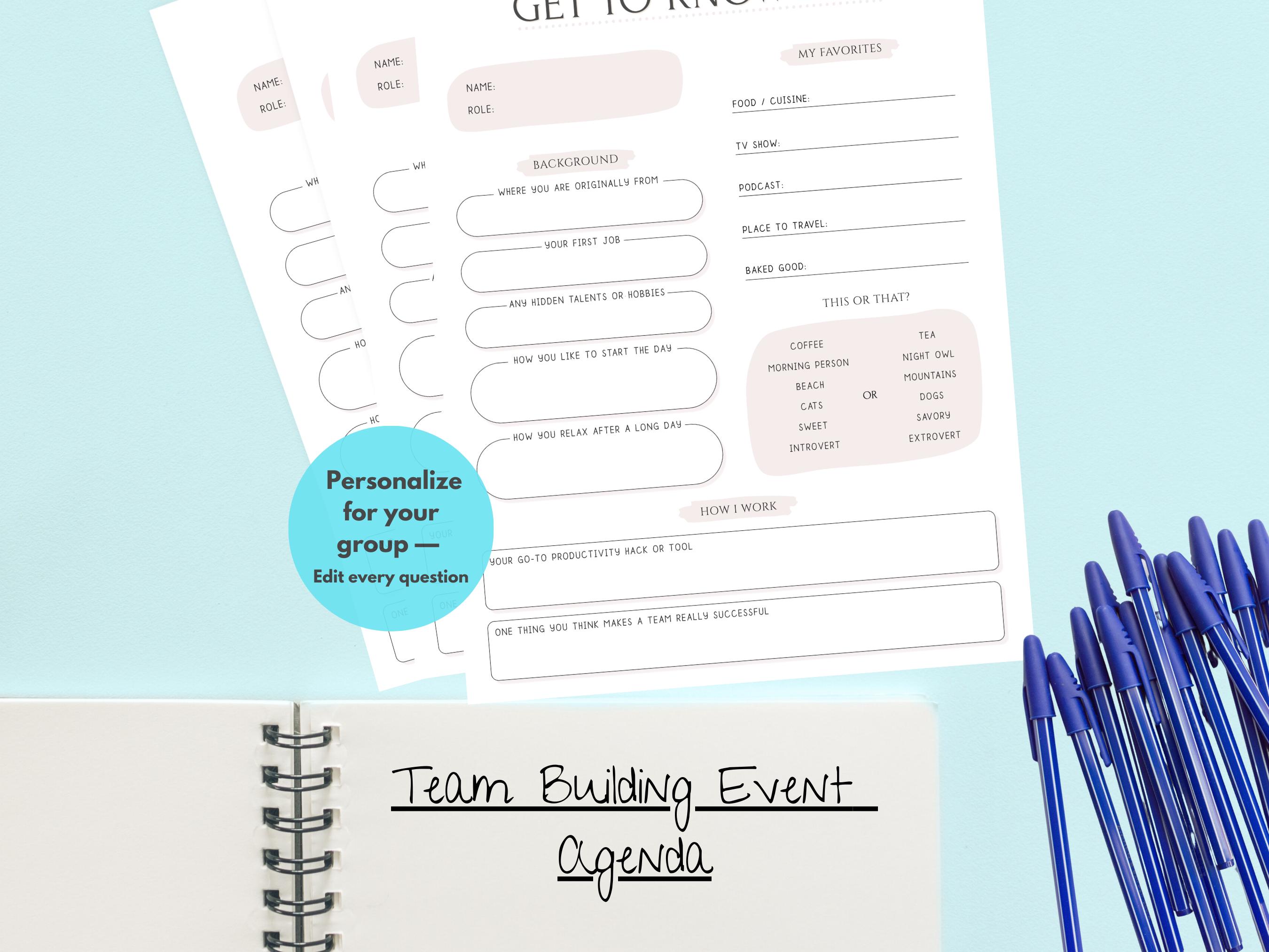 Editable Team Building Get to Know Your Staff Questionnaire Printable ...