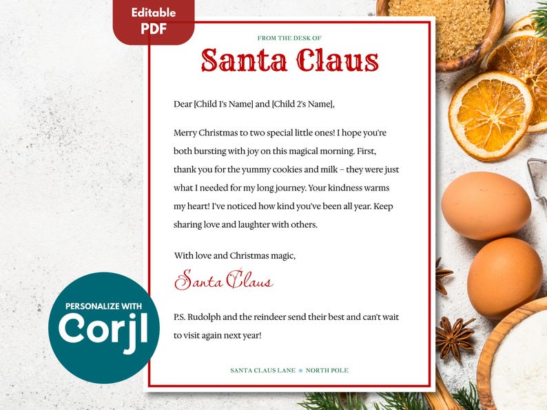 Letter From Santa Template Printable, Christmas Morning Santa Letters ...